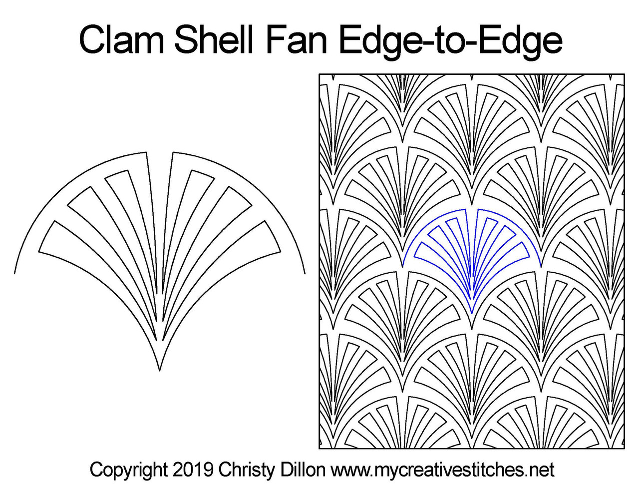 Computerized Quilting Pattern Clam Shell Feather Edge-to-Edge