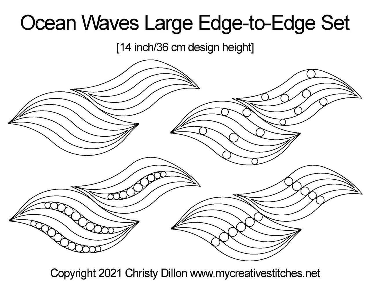 Computerized Quilting Pattern Ocean Waves Large Edge-to-Edge Set
