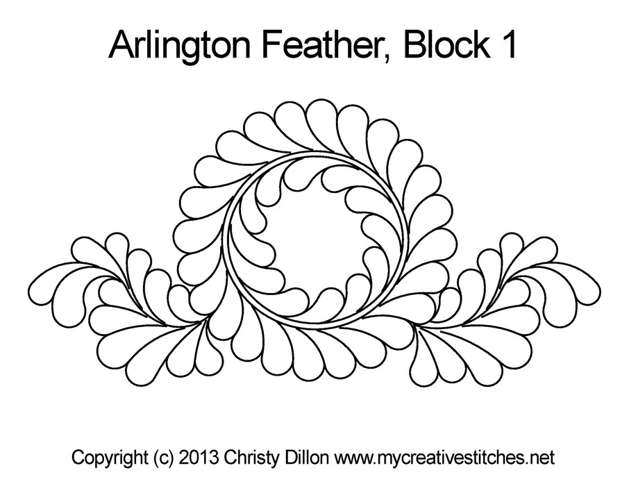 Computerized Quilting Pattern Arlington Feather Square Block