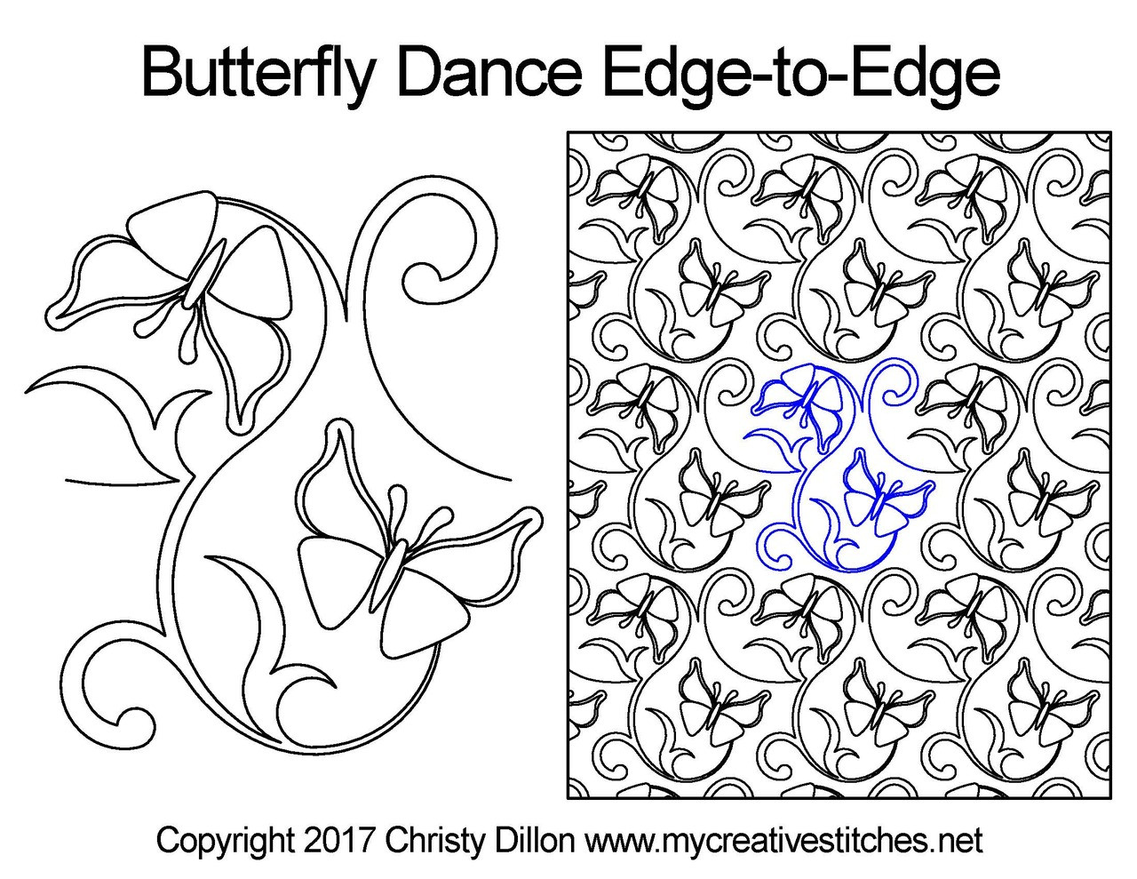 Computerized Quilting Pattern Butterfly Dance Edge-to-Edge