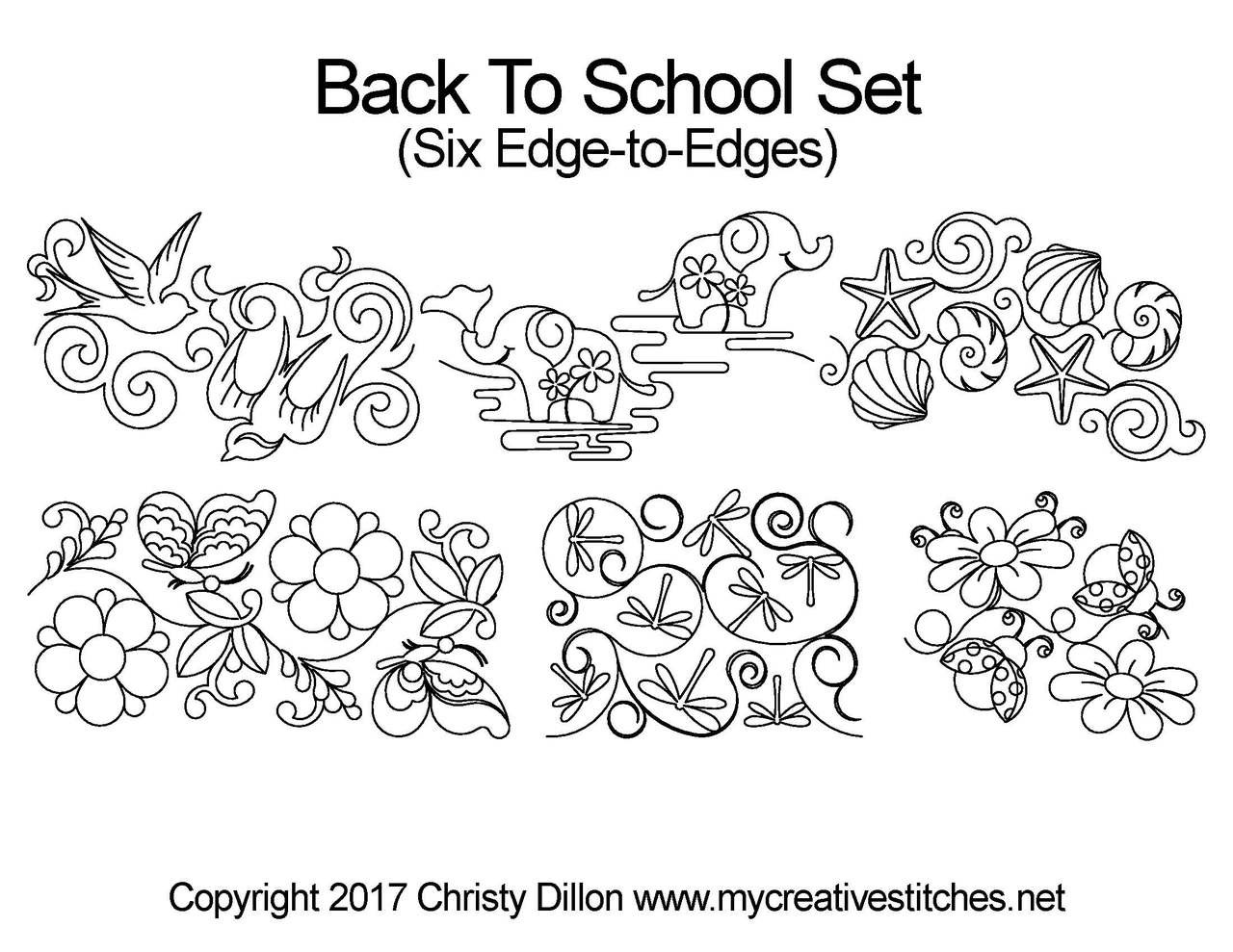 Computerized Quilting Patterns Back to School Edge-to-Edge Set