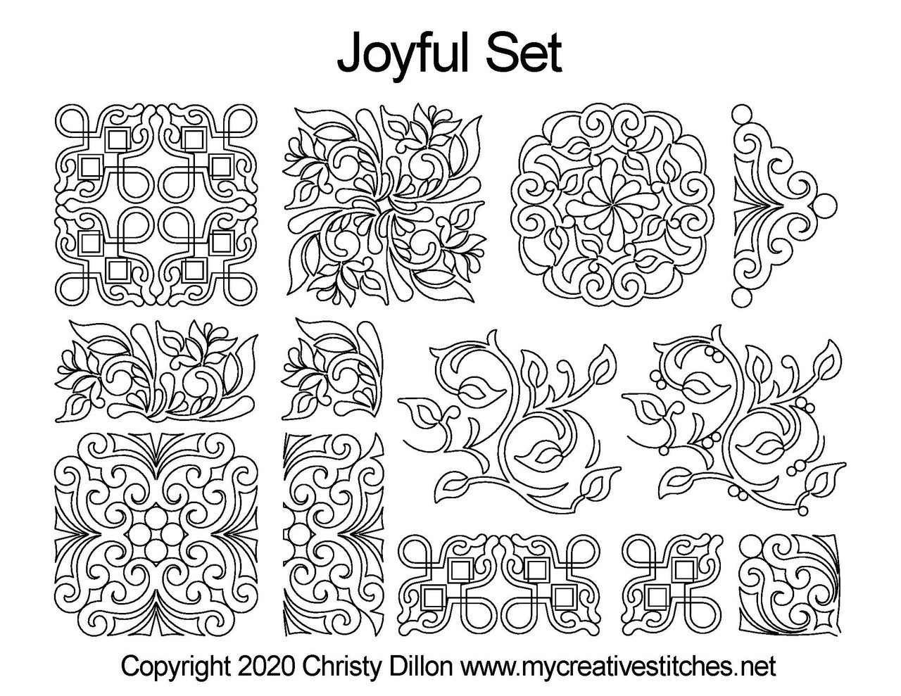 Computerized Quilting Pattern Joyful Set