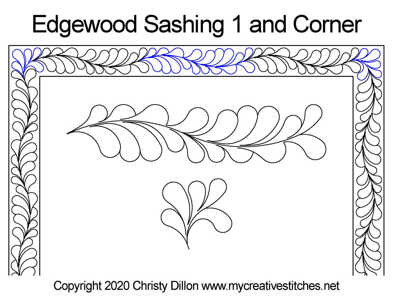 Computerized Quilting Pattern Edgewood Sashing 1 and Corner
