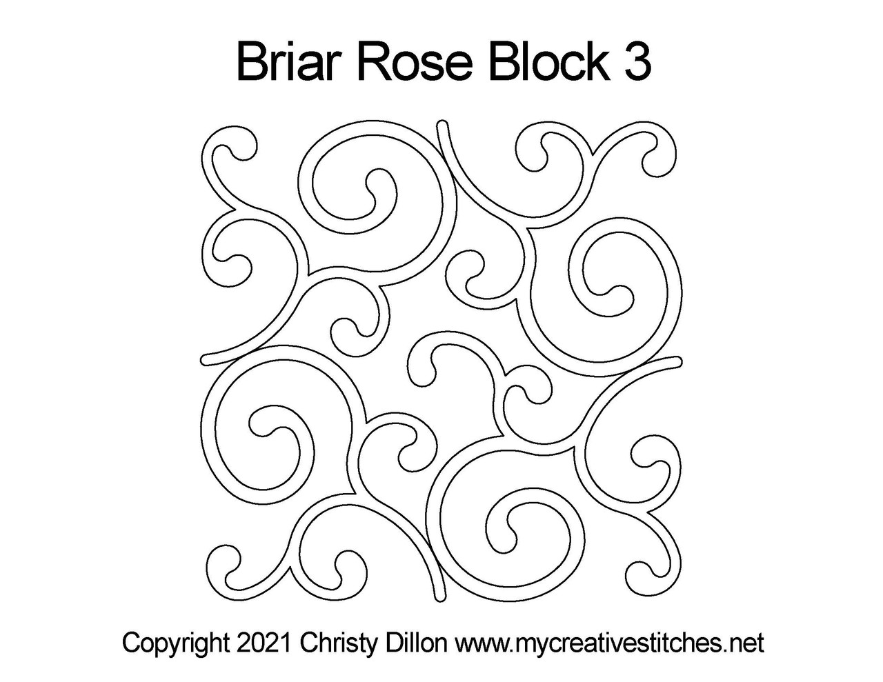 Computerized Quilting Pattern Briar Rose Block 3