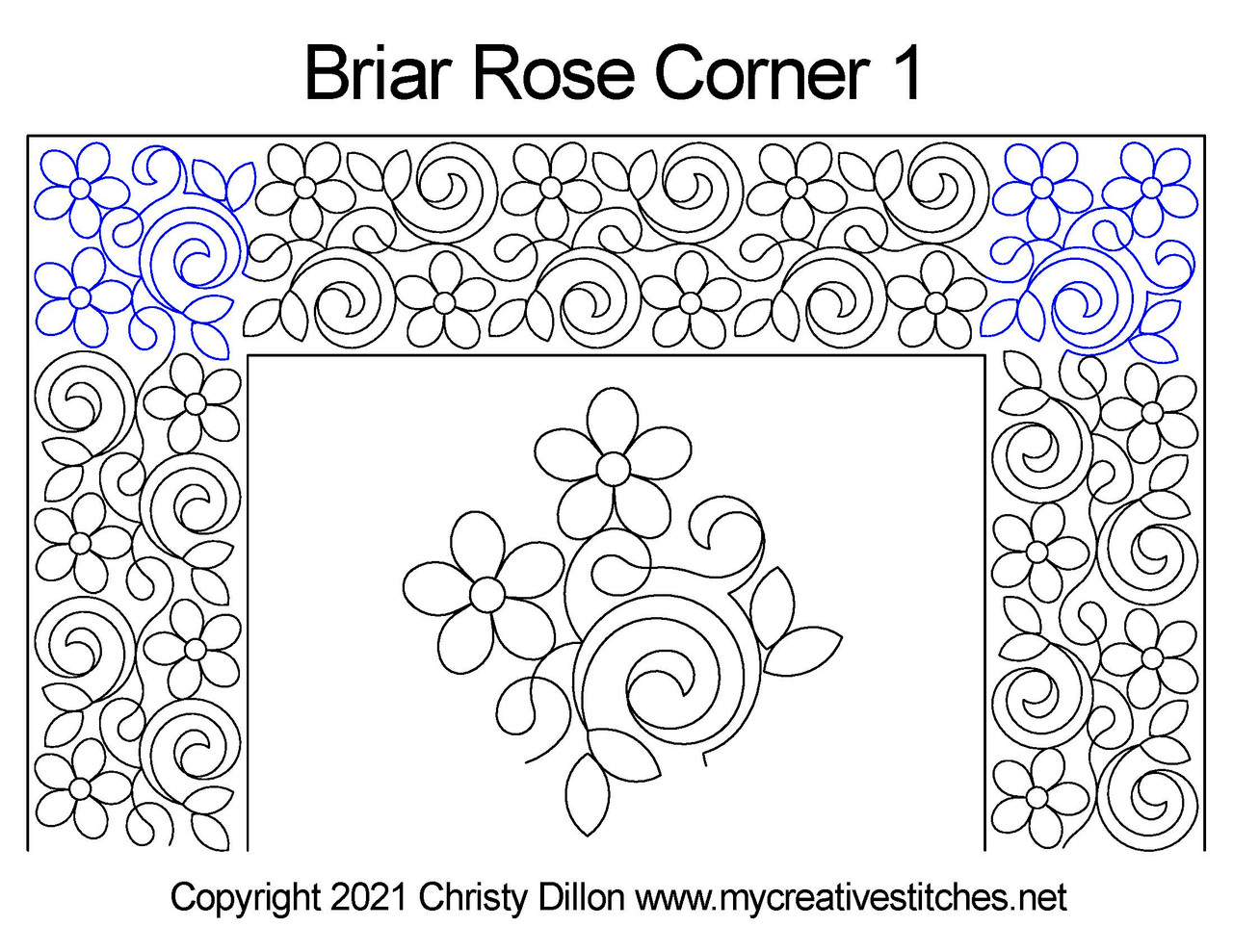 Computerized Quilting Pattern Briar Rose Corner 1