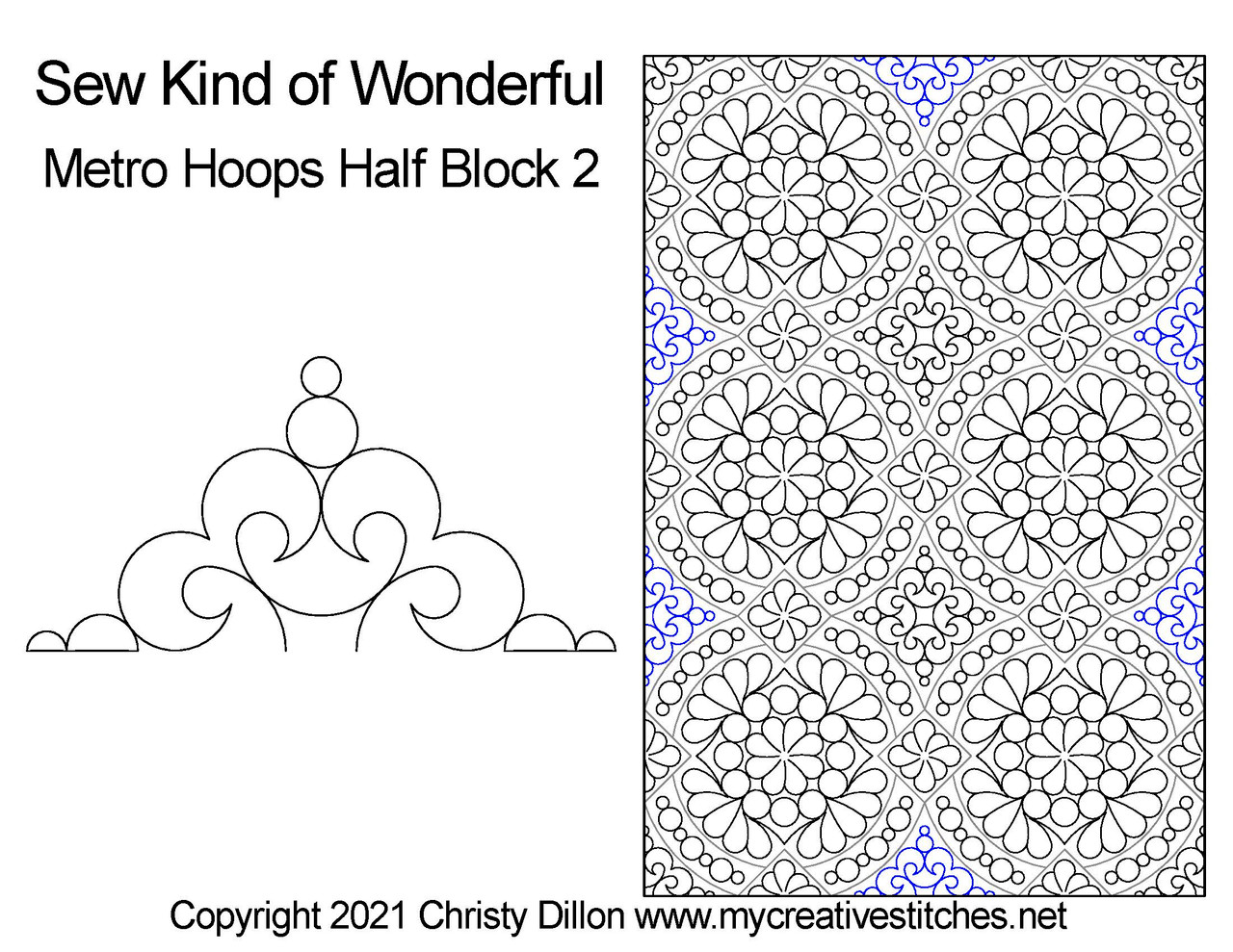 Computerized Quilting Pattern Metro Hoops Half Block 2