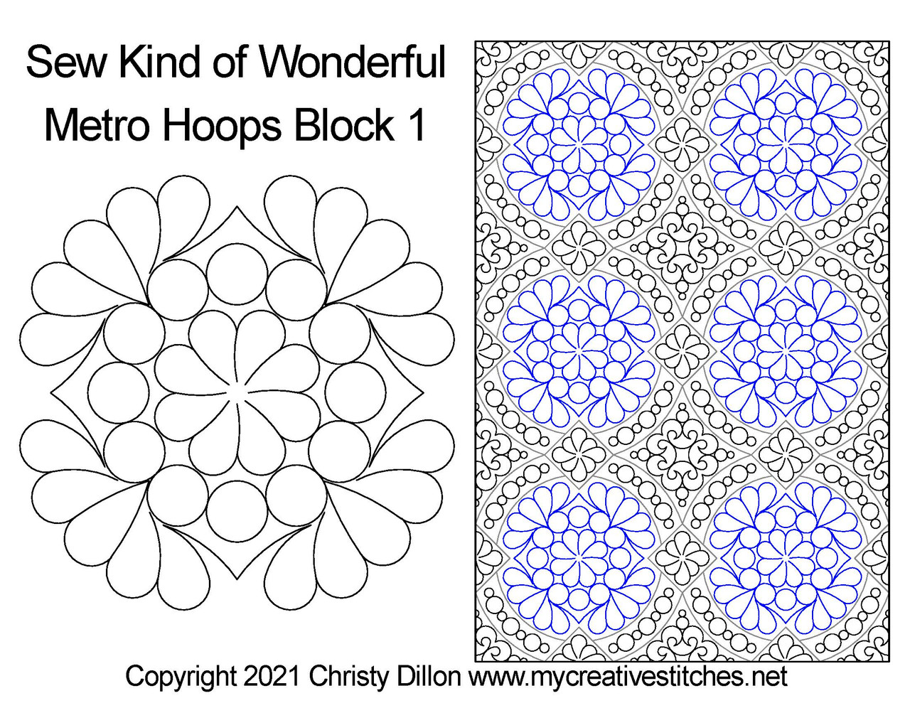 Computerized Quilting Pattern Metro Hoops Block 1