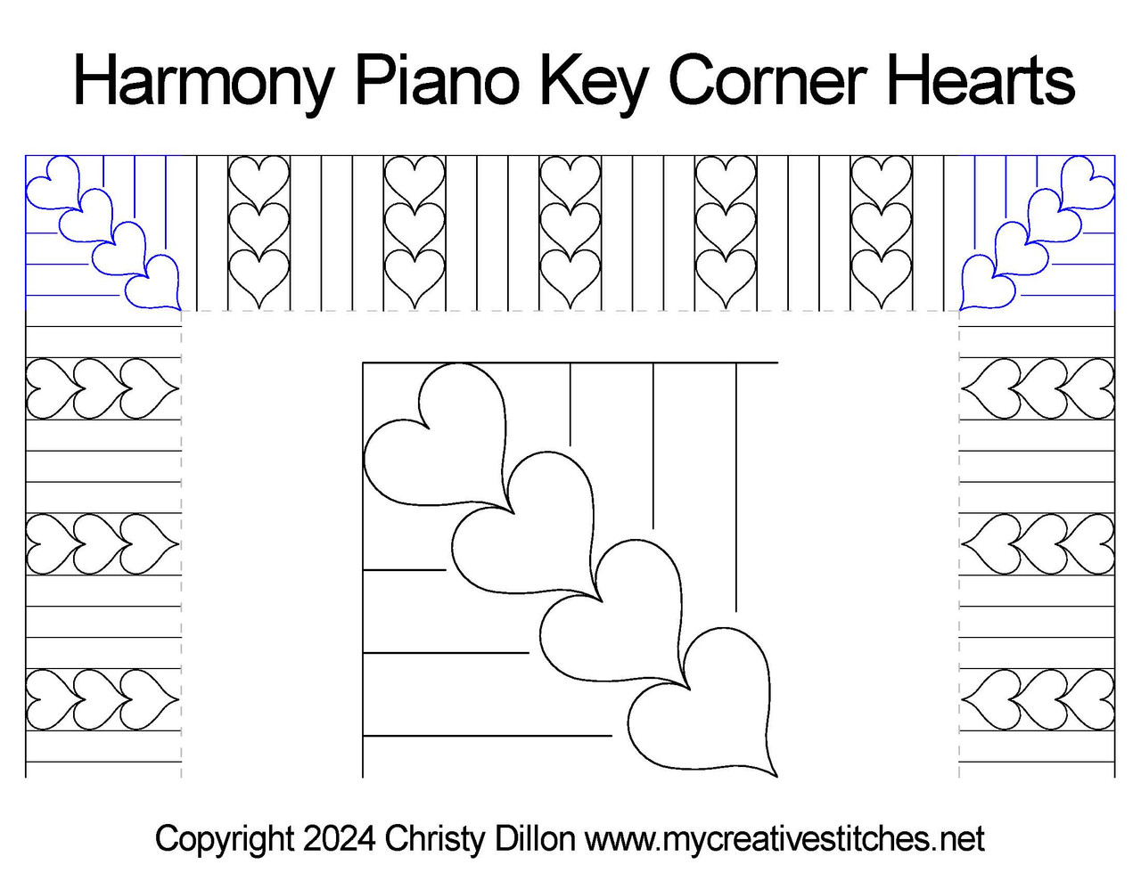 Harmony Piano Key Corner Hearts