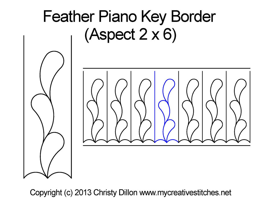Piano Key Border Feather (2 x 6) - My Creative Stitches