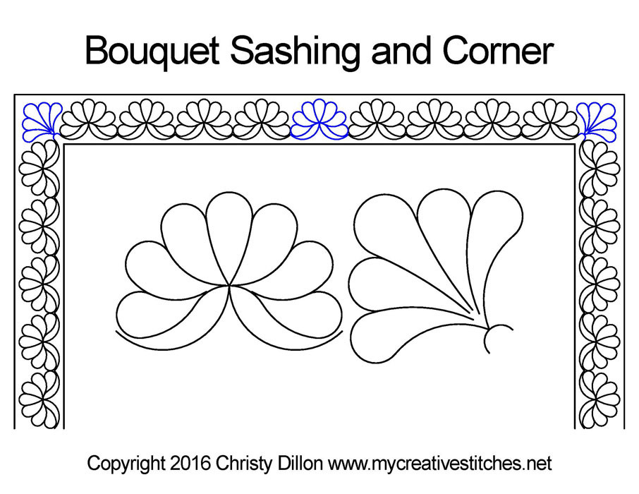 Computerized Quilting Swirl Sashing and Corner
