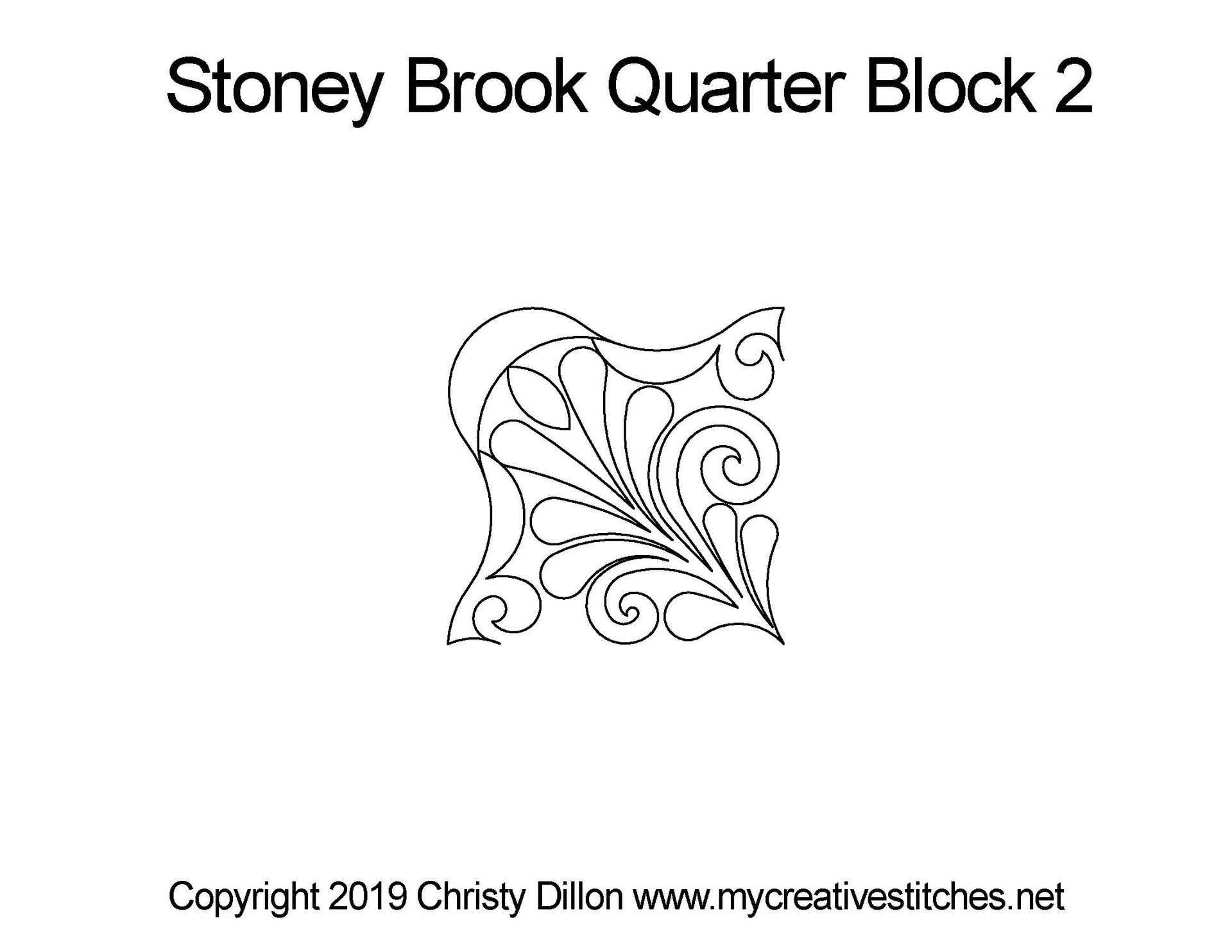 Computerized Quilting Pattern Stoney Brook Quarter Block 2