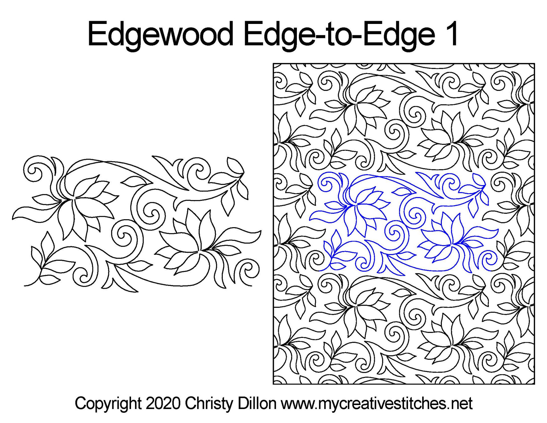 Computerized Quilting Pattern Spring Sunflower Edge-to-Edge