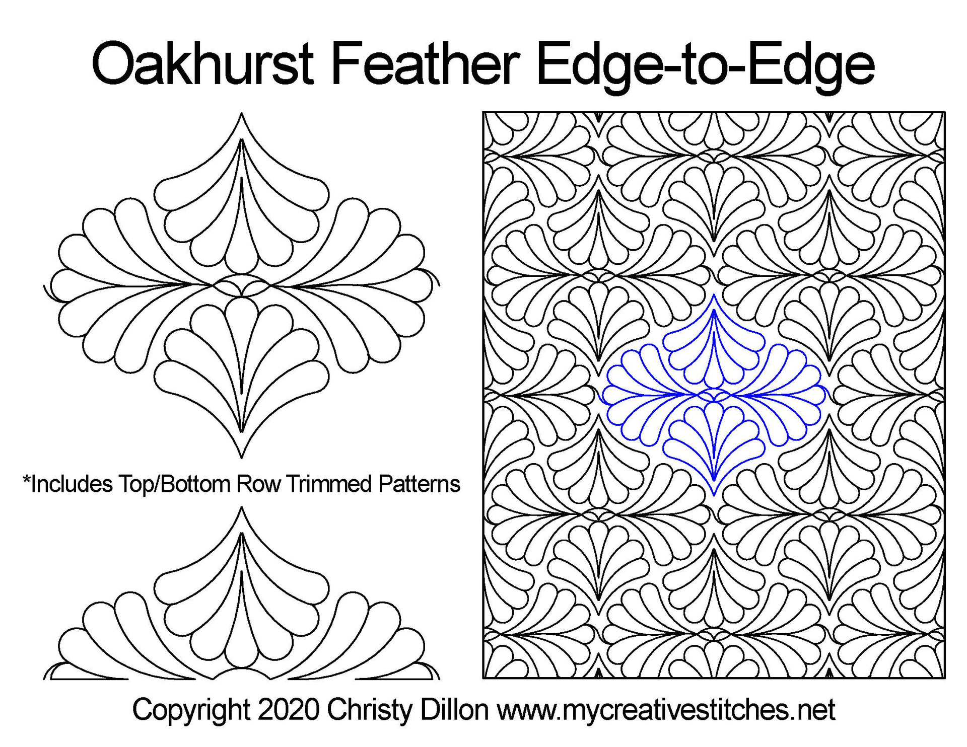 Computerized Quilting Pattern Piedmont Clam Shell Edge-to-Edge