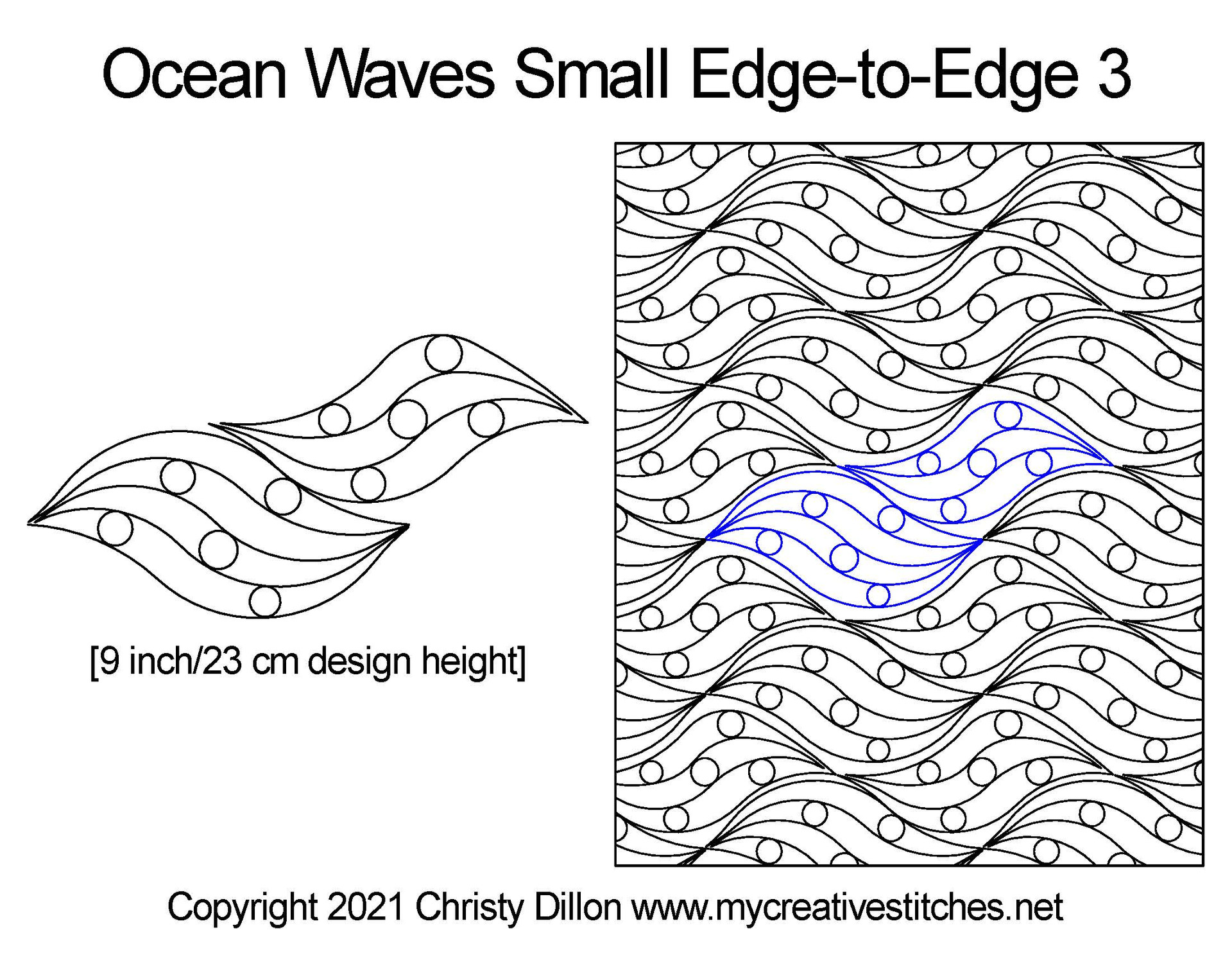 Computerized Quilting Pattern Ocean Waves Small Edge-to-Edge 1