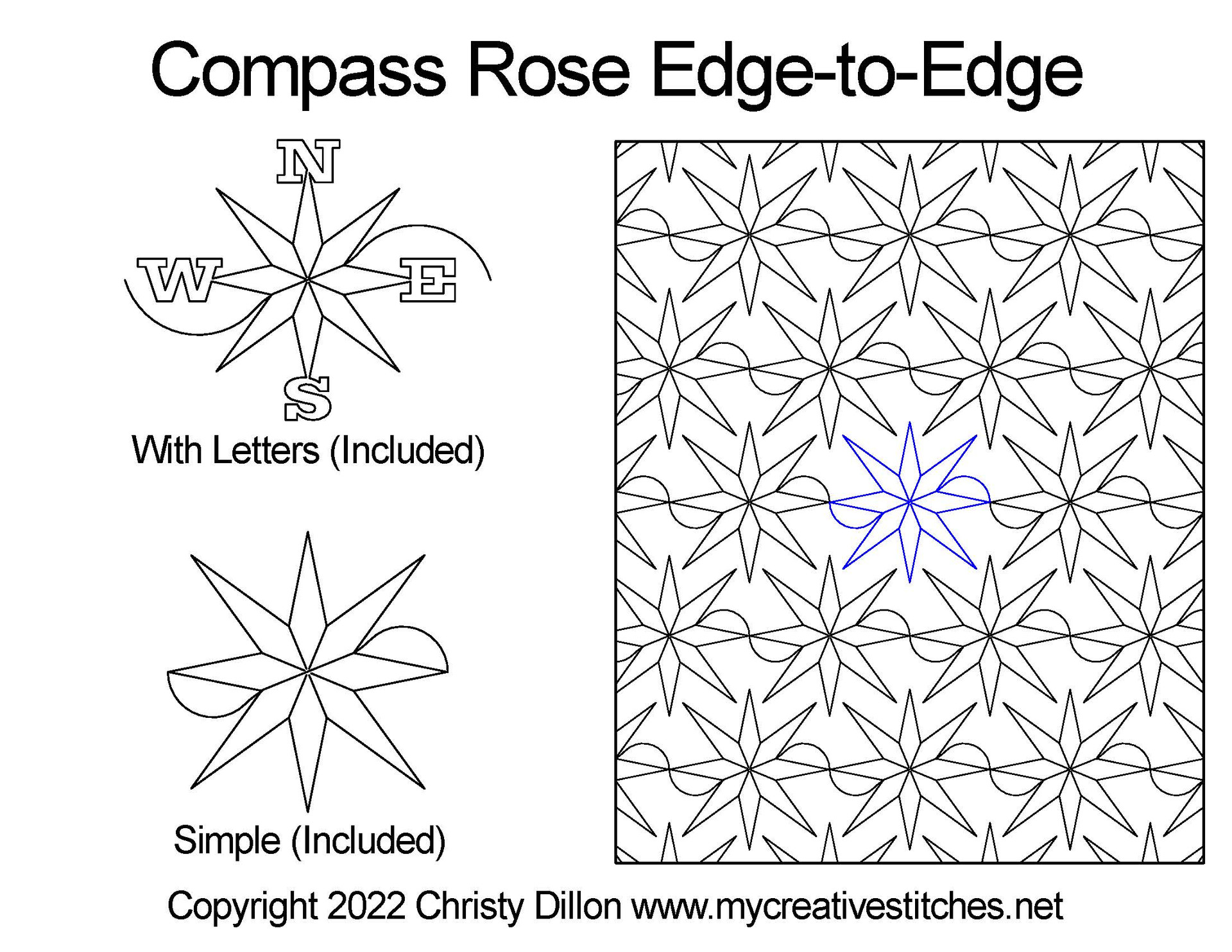 Computerized Quilting Compass Rose Edge-to-Edge