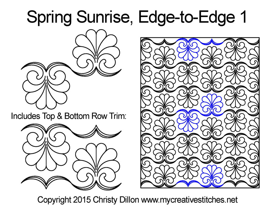 Computerized Quilting Pattern Spring Sunflower Edge-to-Edge