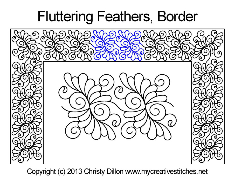 Piano Key Border Fluttering Feathers | Feather Quilt Block