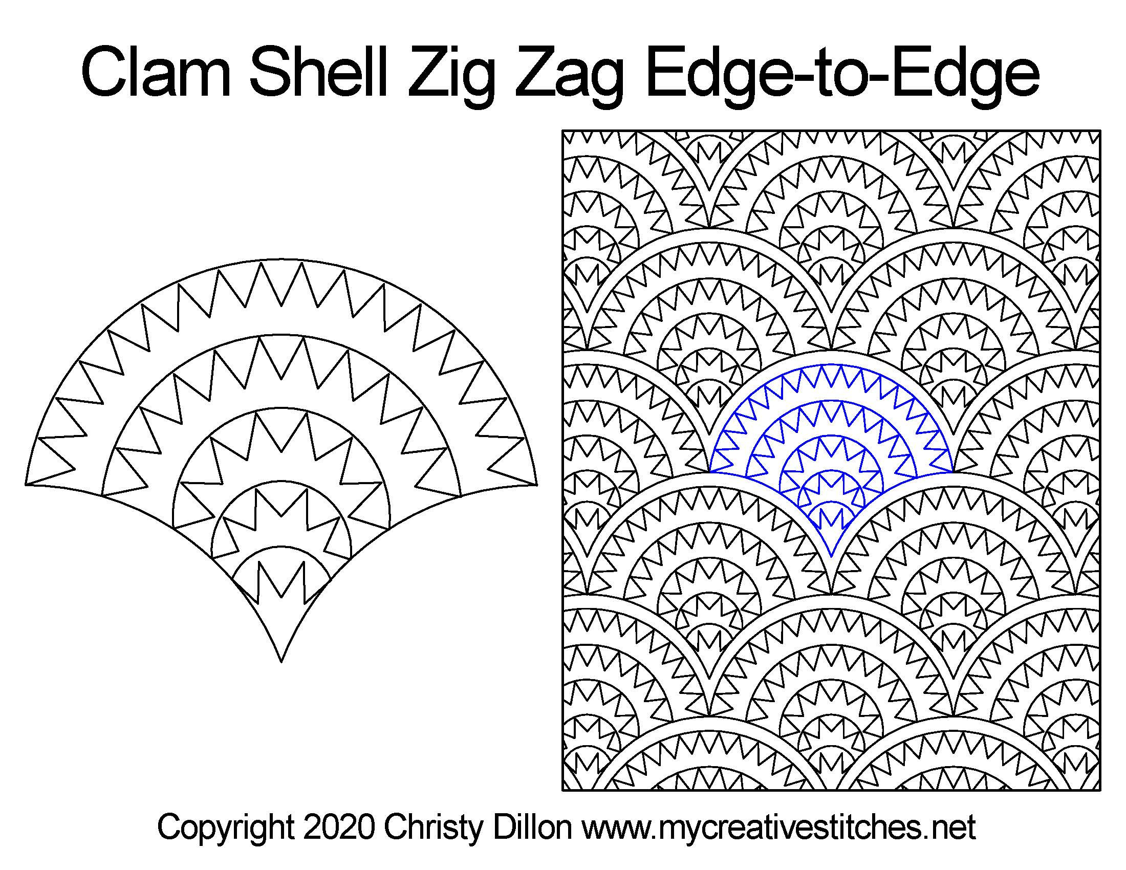 Computerized Quilting Pattern Clam Shell Feather Edge-to-Edge