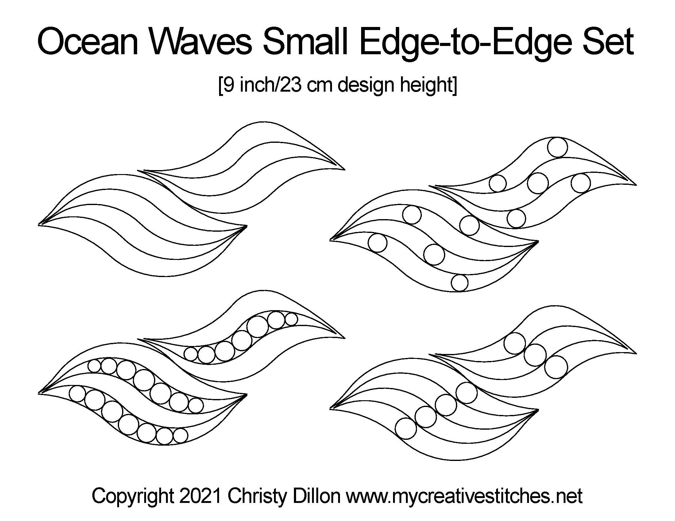 Computerized Quilting Pattern Ocean Waves Small Edge-to-Edge 1