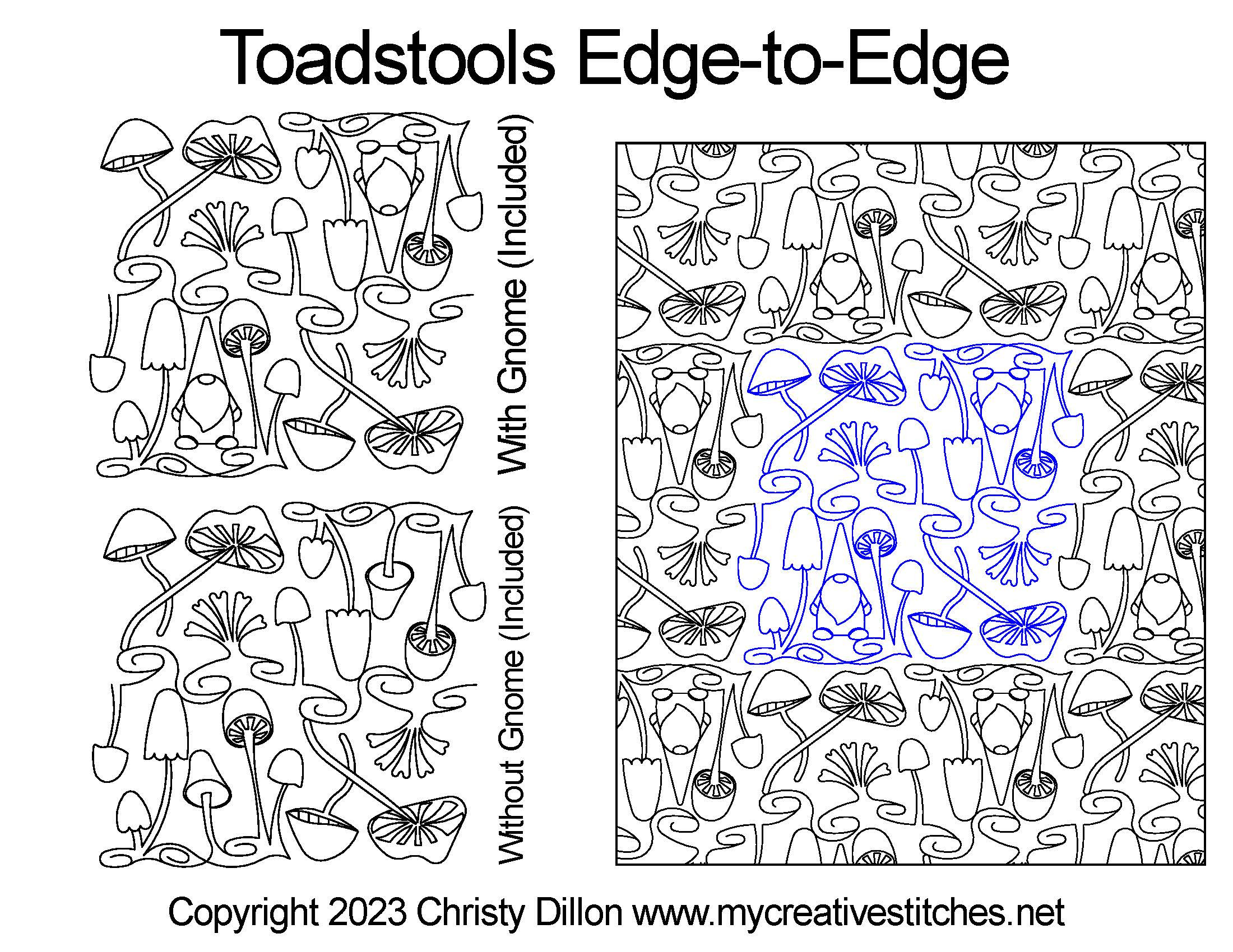 Computerized Quilting Toadstool Border and Corner