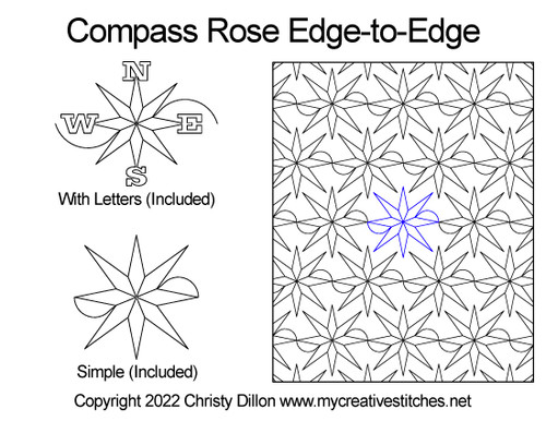 Computerized Quilting Compass Rose Edge-to-Edge
