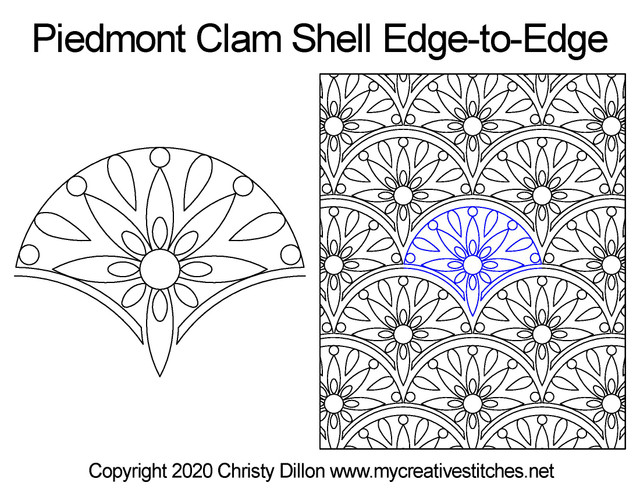 Computerized Quilting Pattern Clam Shell Feather Edge-to-Edge