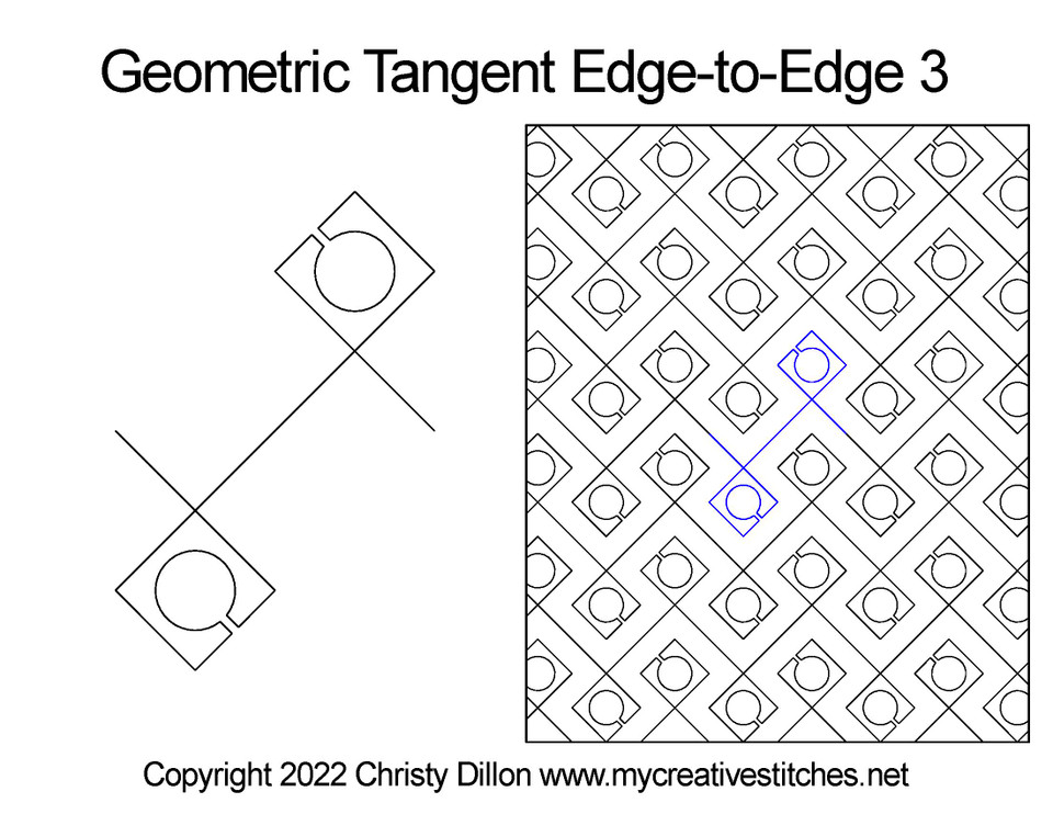 Computerized Quilting Pattern Geometric Tangent Edge-to-Edge 2