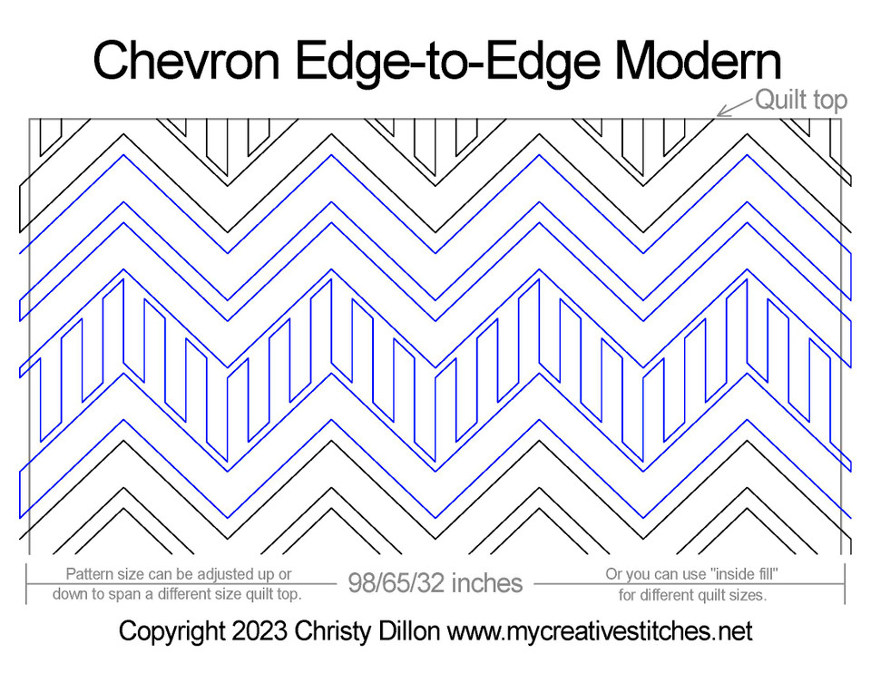 Computerized Quilting Pattern Chevron Edge-to-Edge