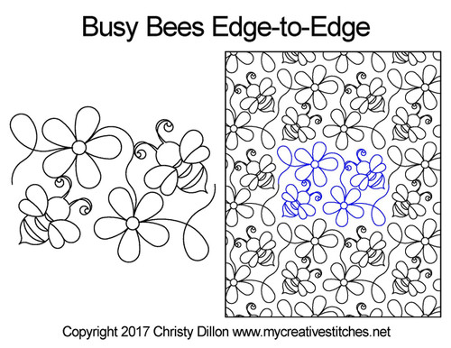 Computerized Quilting Pattern Busy Bees Edge-to-Edge