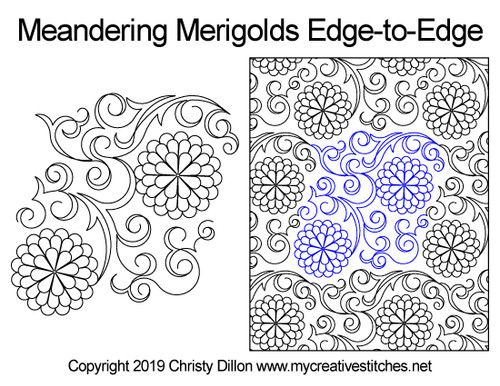 Meandering Marigolds Edge-to-Edge Digital Quilting Patterns