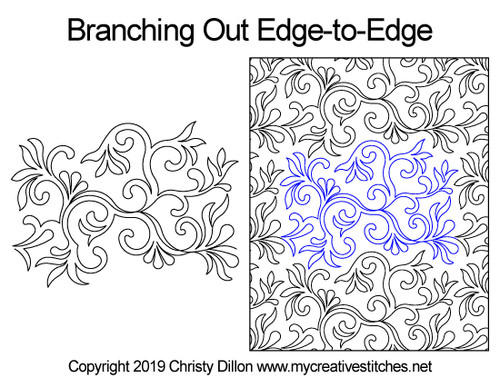 Computerized Quilting Pattern Branching Out Edge-to-Edge