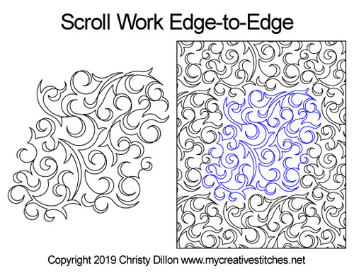 Computerized Quilting Pattern Scroll Work Edge-to-Edge
