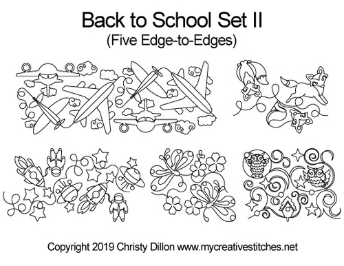 Computerized Quilting Pattern Back to School Set II Edge-to-Edges