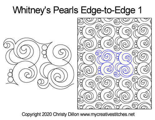 Computerized Quilting Pattern Whitney's Pearls Edge-to-Edge 1