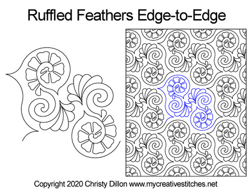 Computerized Quilting Pattern Ruffled Feathers Edge-to-Edge