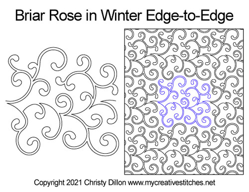 Computerized Quilting Pattern Briar Rose in Winter Edge-to-Edge