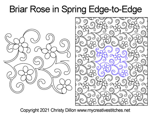 Computerized Quilting Pattern Briar Rose in Spring Edge-to-Edge