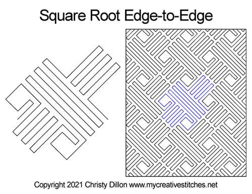 Computerized Quilting Pattern Square Root Edge-to-Edge