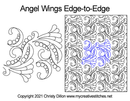 Computerized Quilting Pattern Angel Wings Edge-to-Edge