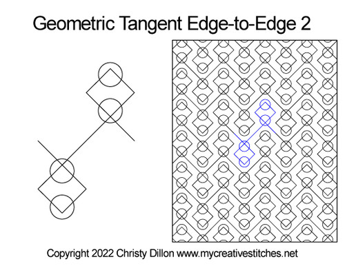 Computerized Quilting Pattern Geometric Tangent Edge-to-Edge 2