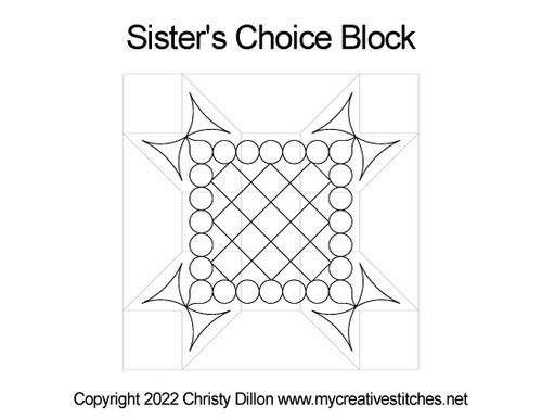Computerized Quilting Pattern Sister's Choice Block