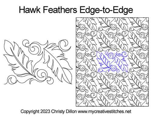 Computerized Quilting Hawk Feathers Edge-to-Edge