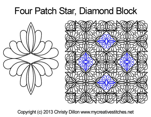 Four Patch Feather Star, Diamond Block - My Creative Stitches