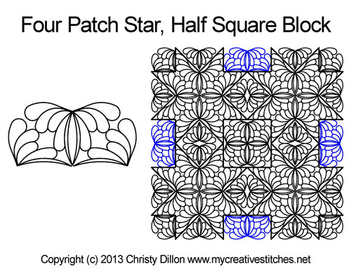 Four Patch Feather Star Square Half Block | Four Patch Quilt
