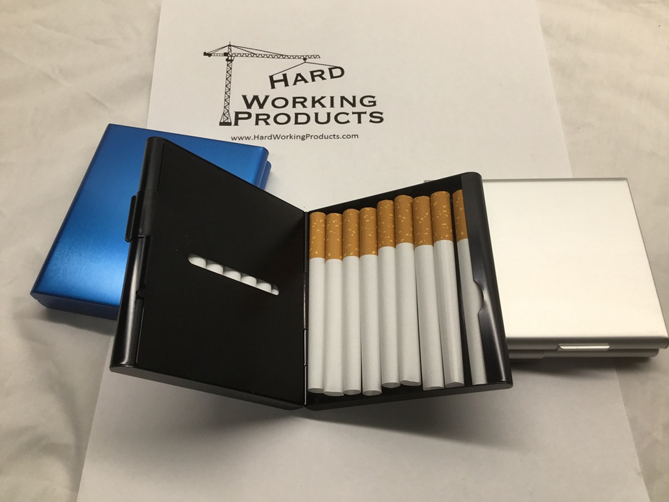 Aluminum Cigarette Pocket Case - Aluminum Alloy Tri-Fold - BLUE