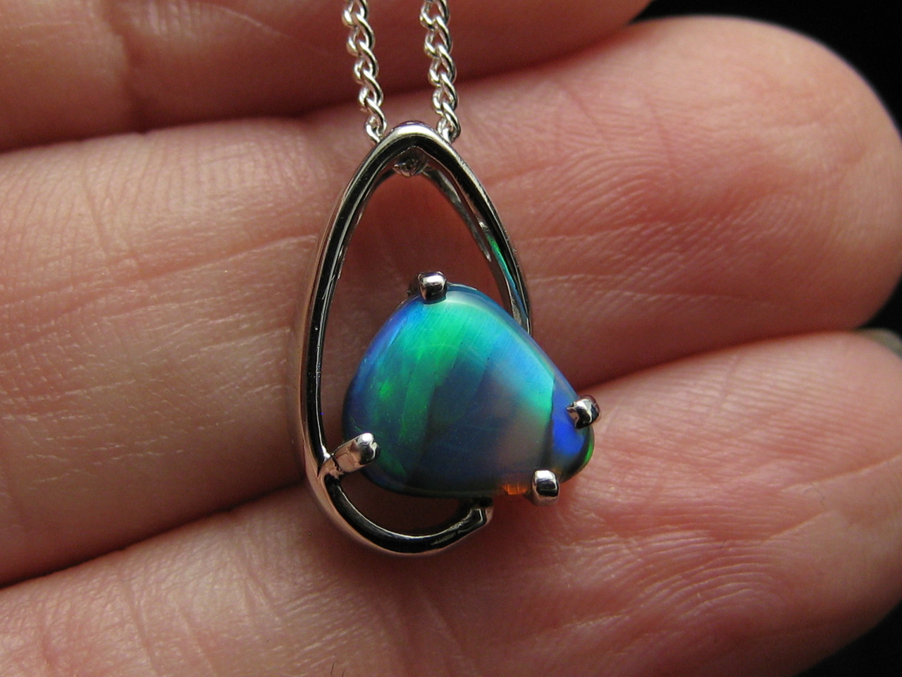 Dream in Blue - Dark Crystal Opal Pendant