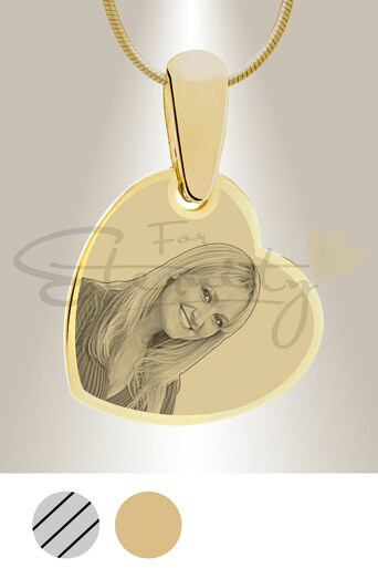 Angled Heart Stainless Steel Photo Engraved Wholesale Jewelry Pendants