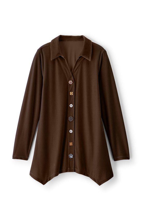 Velvet Danielle Button Long Sleeve Tunic