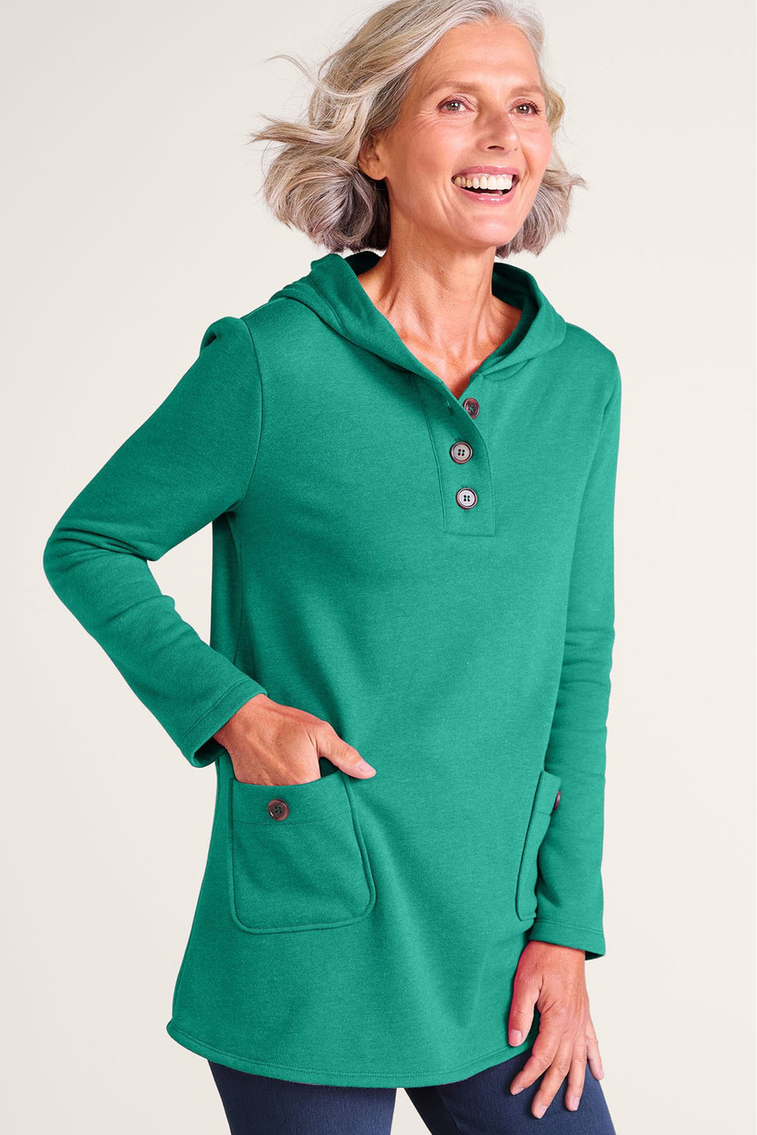 Hooded Henley Knit Tunic