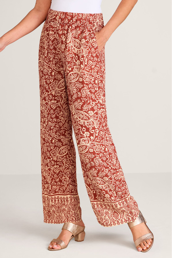 Oceo Crinkle Gauze Wide-Leg Pants